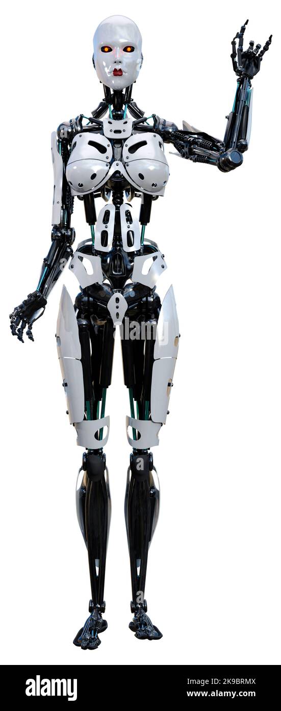 3D rendering of a female robot isolated on white background Stock Photo ...