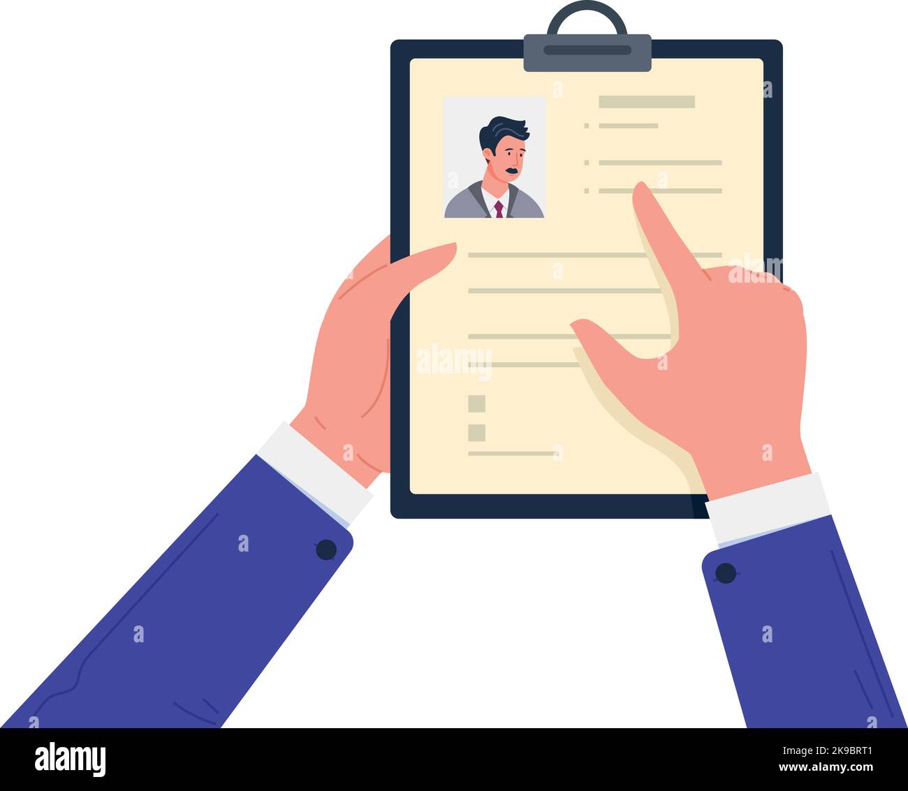 Cv paper in hands. Office manager check candidate resume isolated on ...