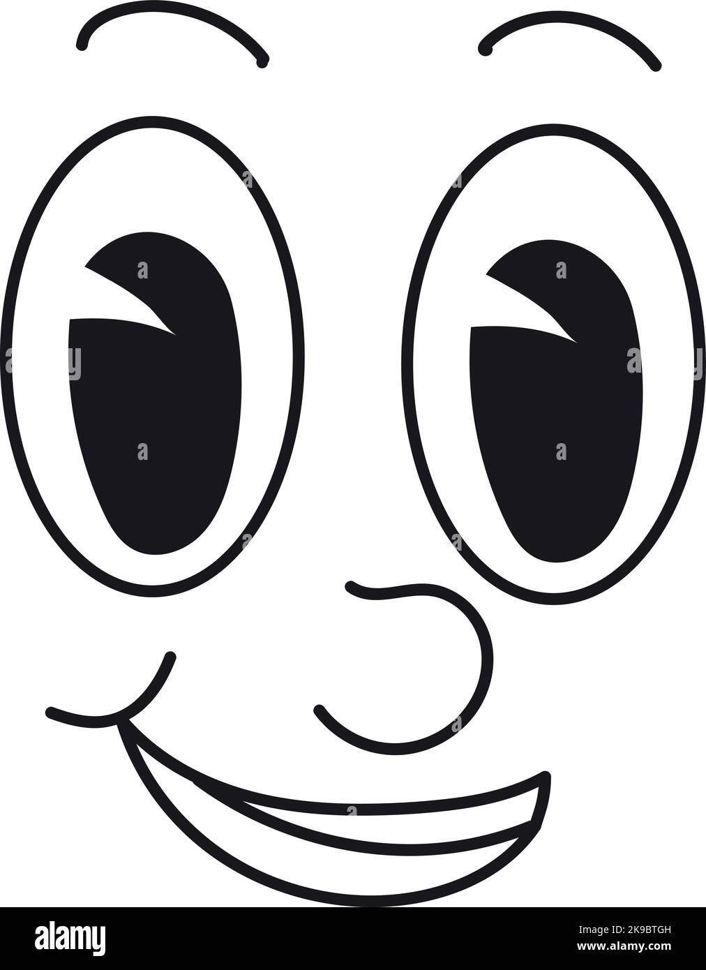 Retro toon face. Smiling comic mascot character isolated on white ...