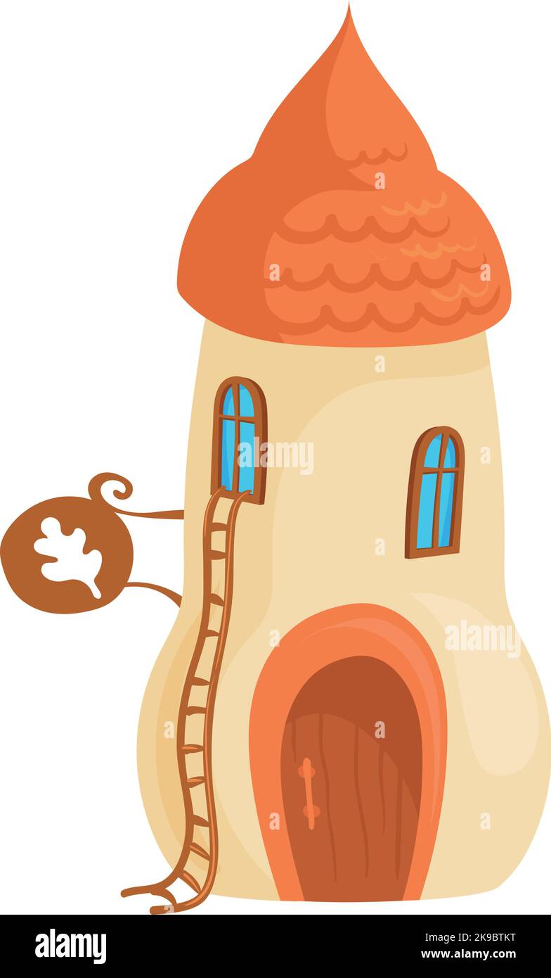 Cute forest fairy house. Cartoon gnome building isolated on white ...
