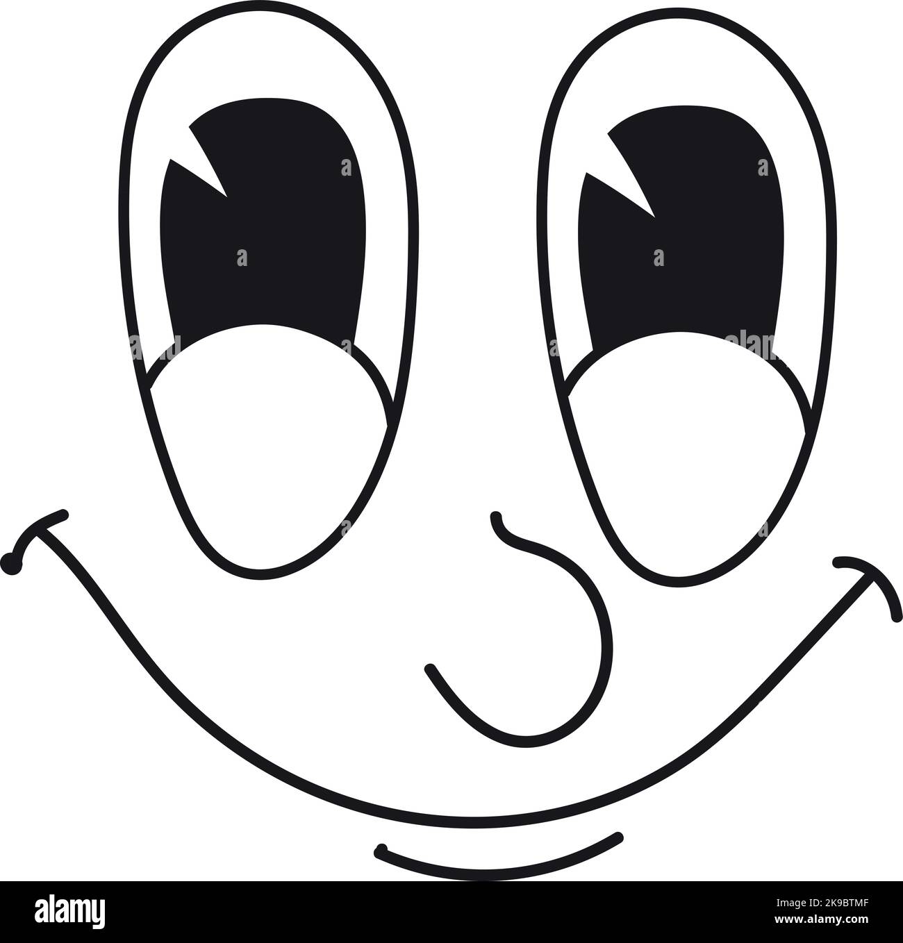 Smiling comic face. Hapiness expression. Funny emotion isolated on ...