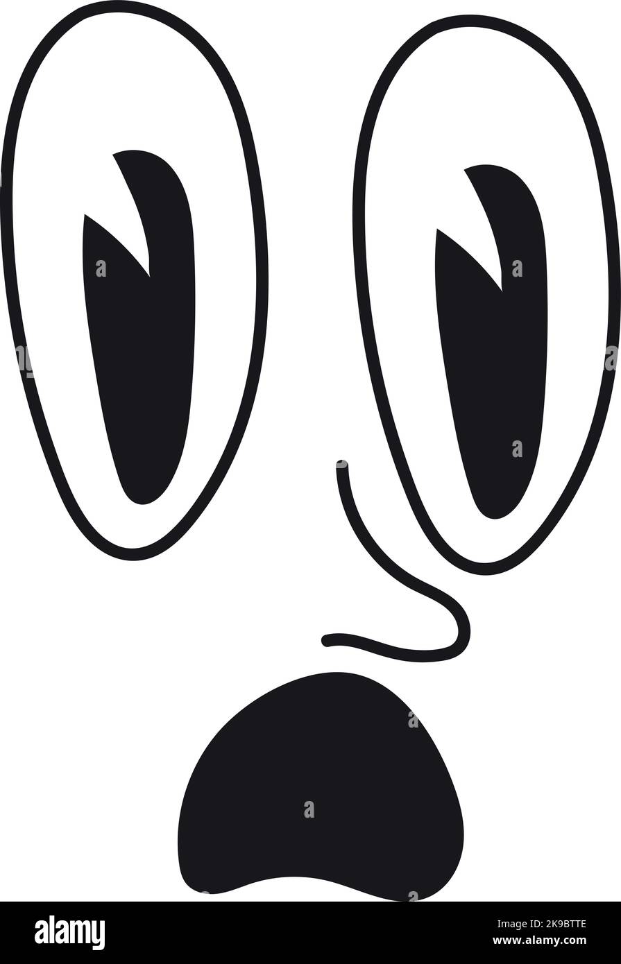 Shocked face expression in retro toon comic style isolated on white ...