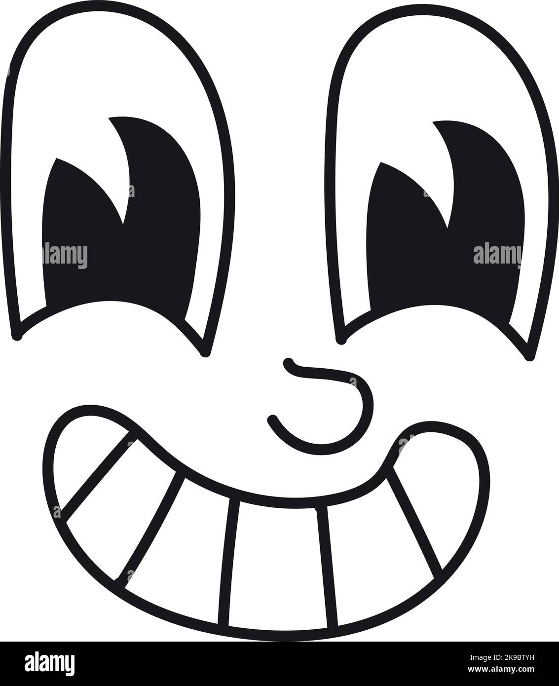 Toon wide smile. Funny comic face expression isolated on white ...