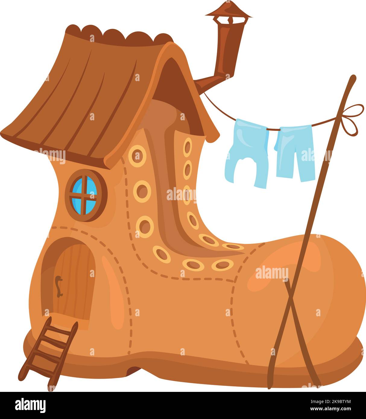 Brown boot house. Funny cartoon fairy building isolated on white ...