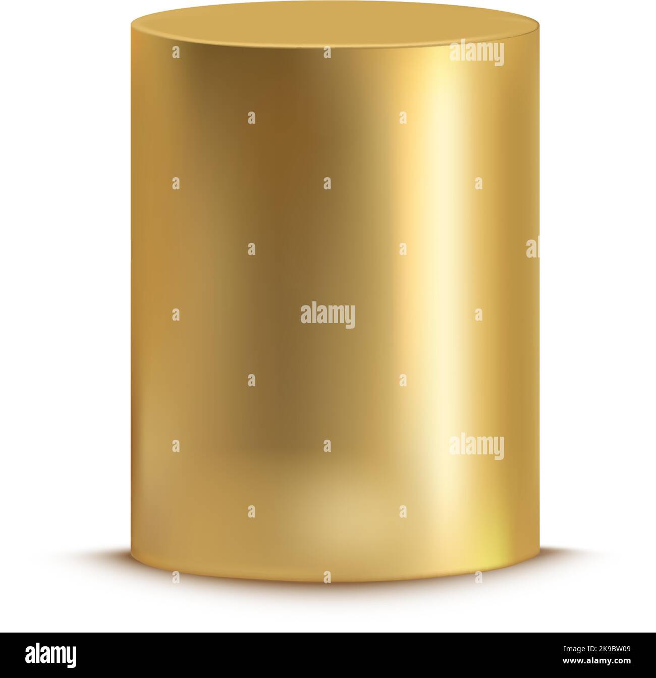 Golden tube mockup. Realistic metal cylinder column isolated on white ...