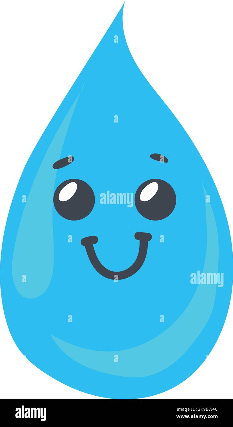 Water Drop With Smiling Face Happy Clean Liquid Isolated On White Background Stock Vector Image