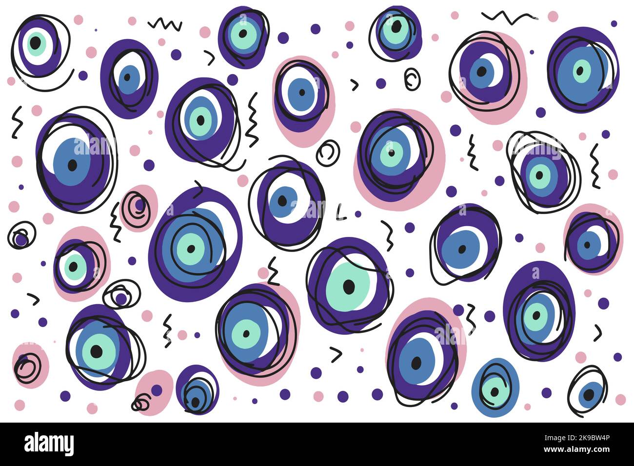 Bright doodle background, hand drawn set of cute doodles for decoration ...