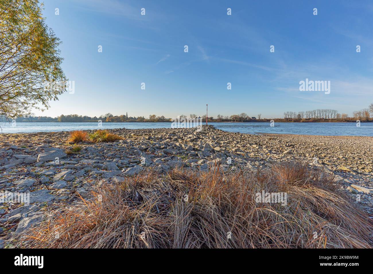 The Waterside of River Rhine at Duesseldorf- Urdenbach with Autumn ...