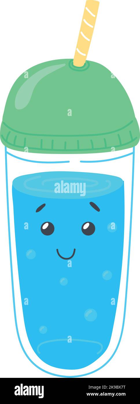 Plastic cup with clean water happy face. Healthy drink mascot isolated ...