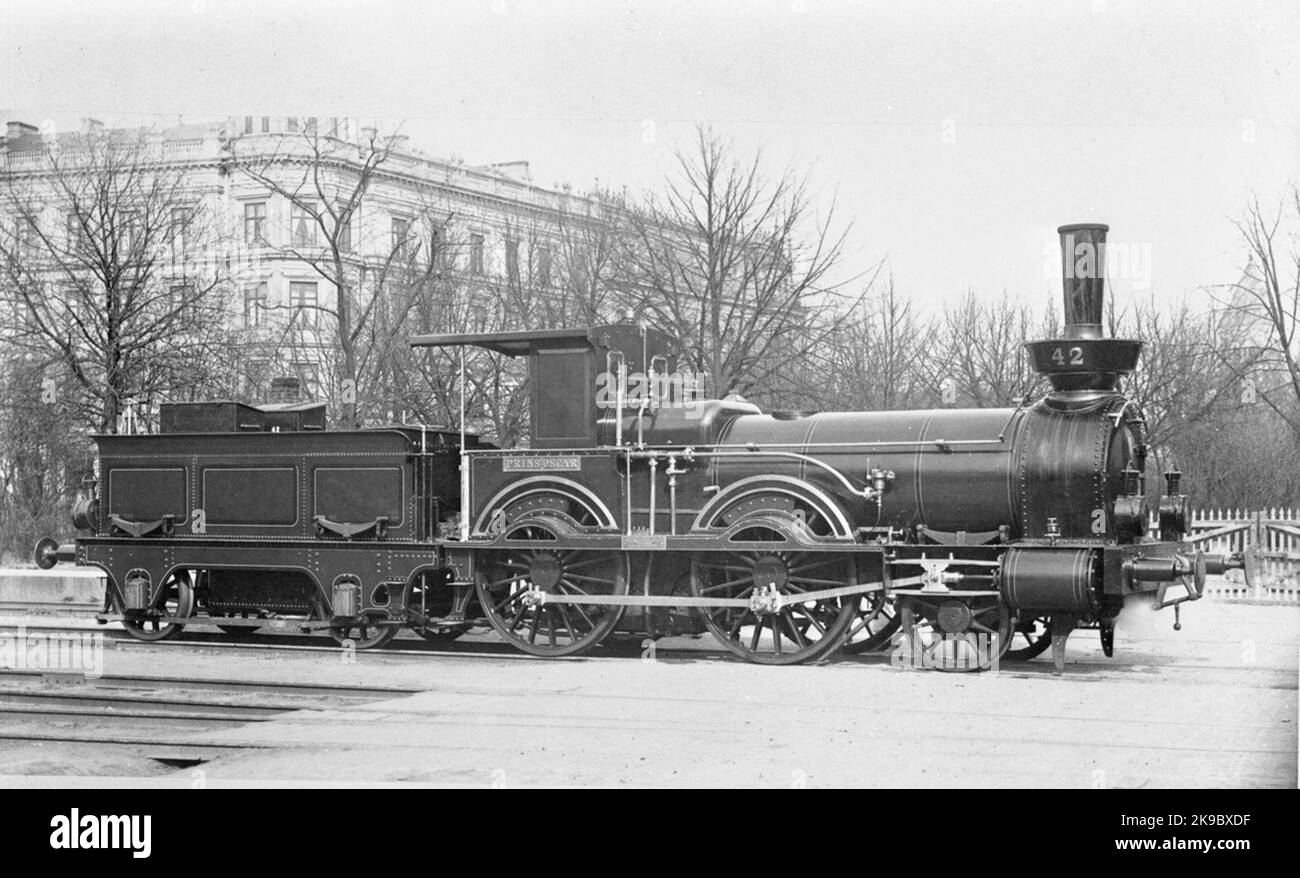State Railways, SJ B 42 "Prince Oscar" at Lund station. Made by Beyer ...