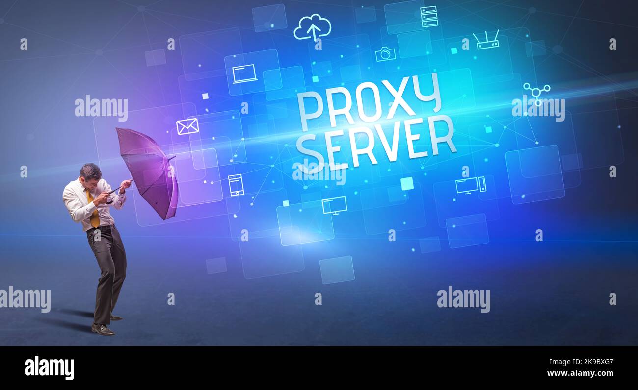 defending with umbrella from cyber attack Stock Photo - Alamy