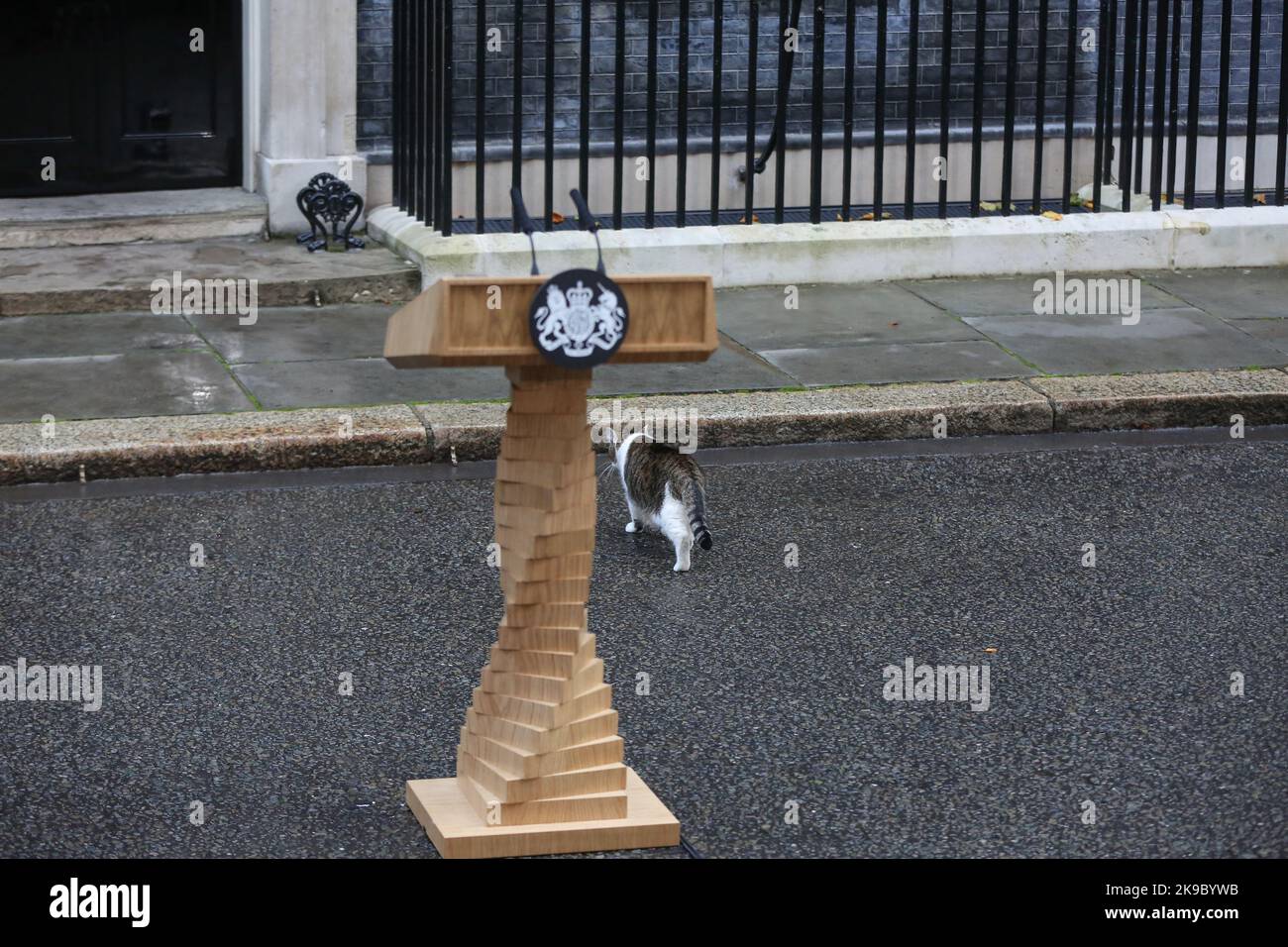 London, UK. 25th Oct, 2022. Larry the Downing Street cat walks past the ...
