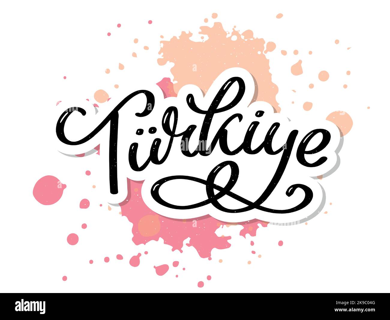 Text in the Turkish: Turkey Lettering. Handwritten name of the country ...