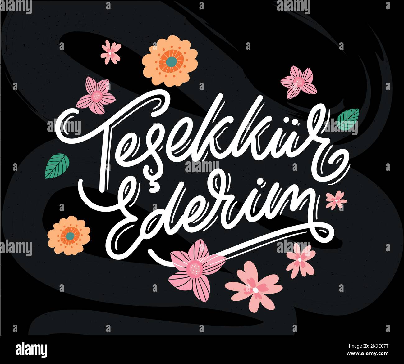 Text in the Turkish: Thank you. Lettering. Ink illustration. Modern ...