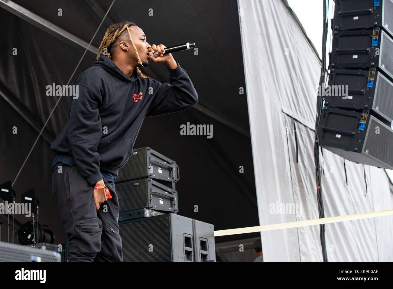 Rapper Mike Dimes performing at Breakout Festival at the PNE ...