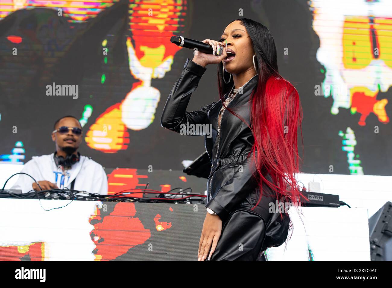 Rapper Lakeyah performing at Breakout Festival at the PNE Amphitheatre ...