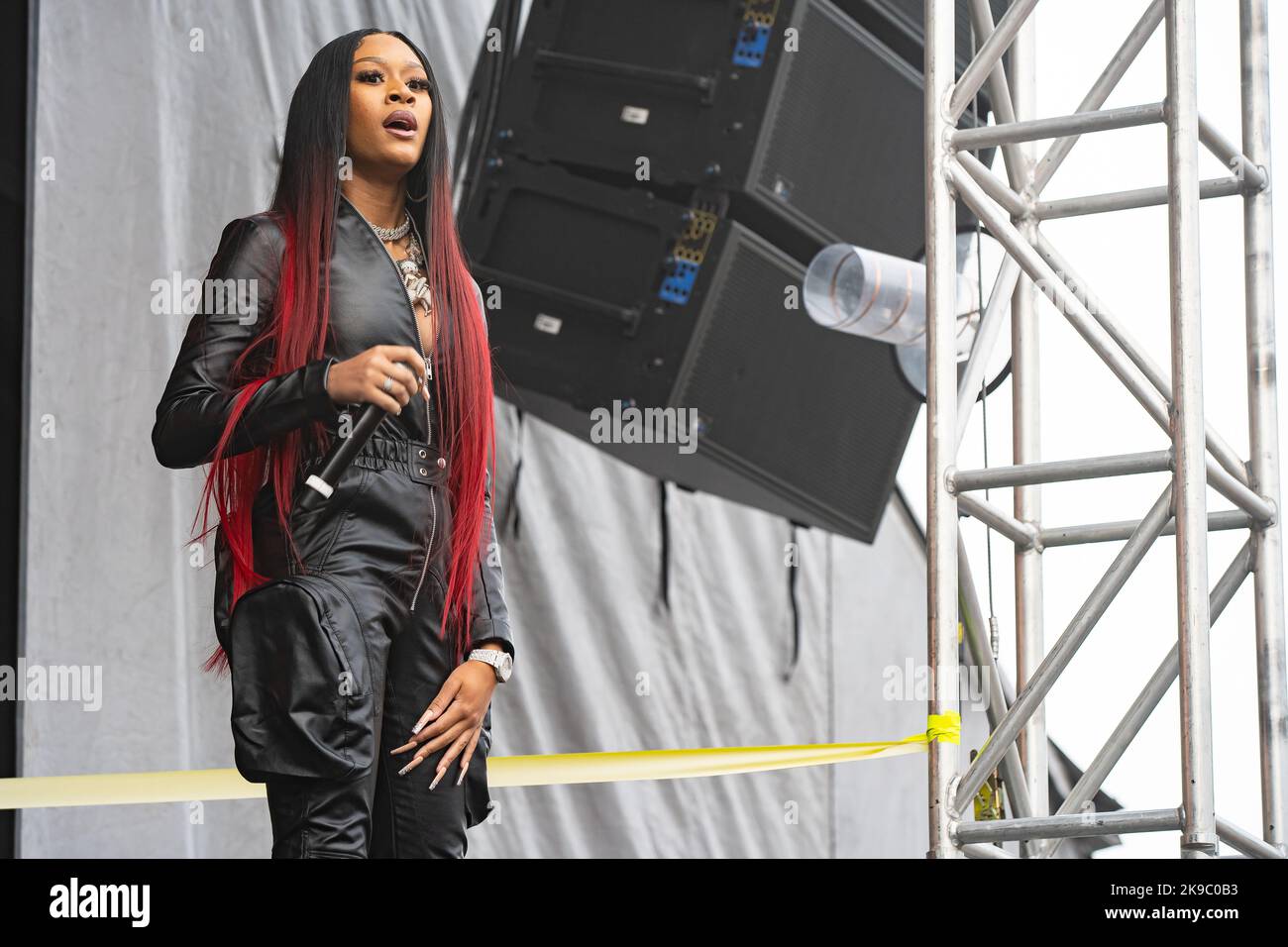Rapper Lakeyah performing at Breakout Festival at the PNE Amphitheatre ...
