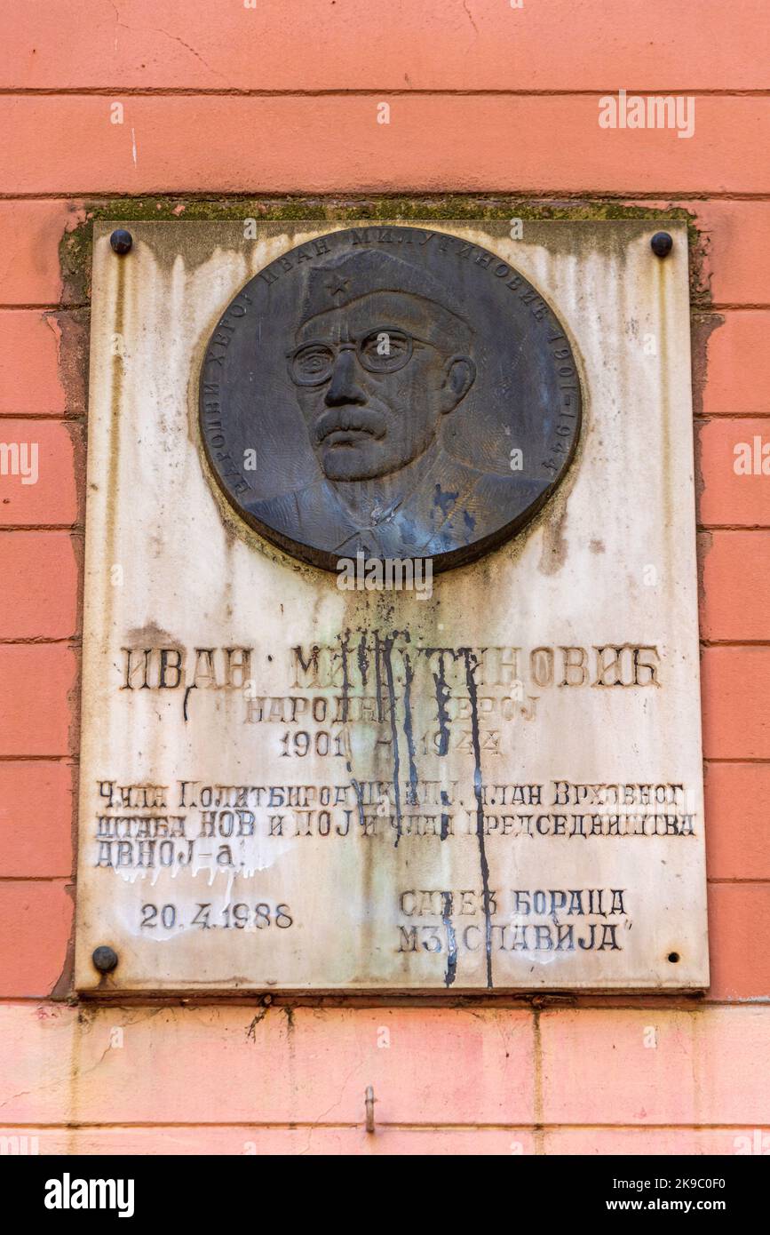 Belgrade, Serbia - October 26, 2022: Memorial Plaque Ivan Milutinovic ...