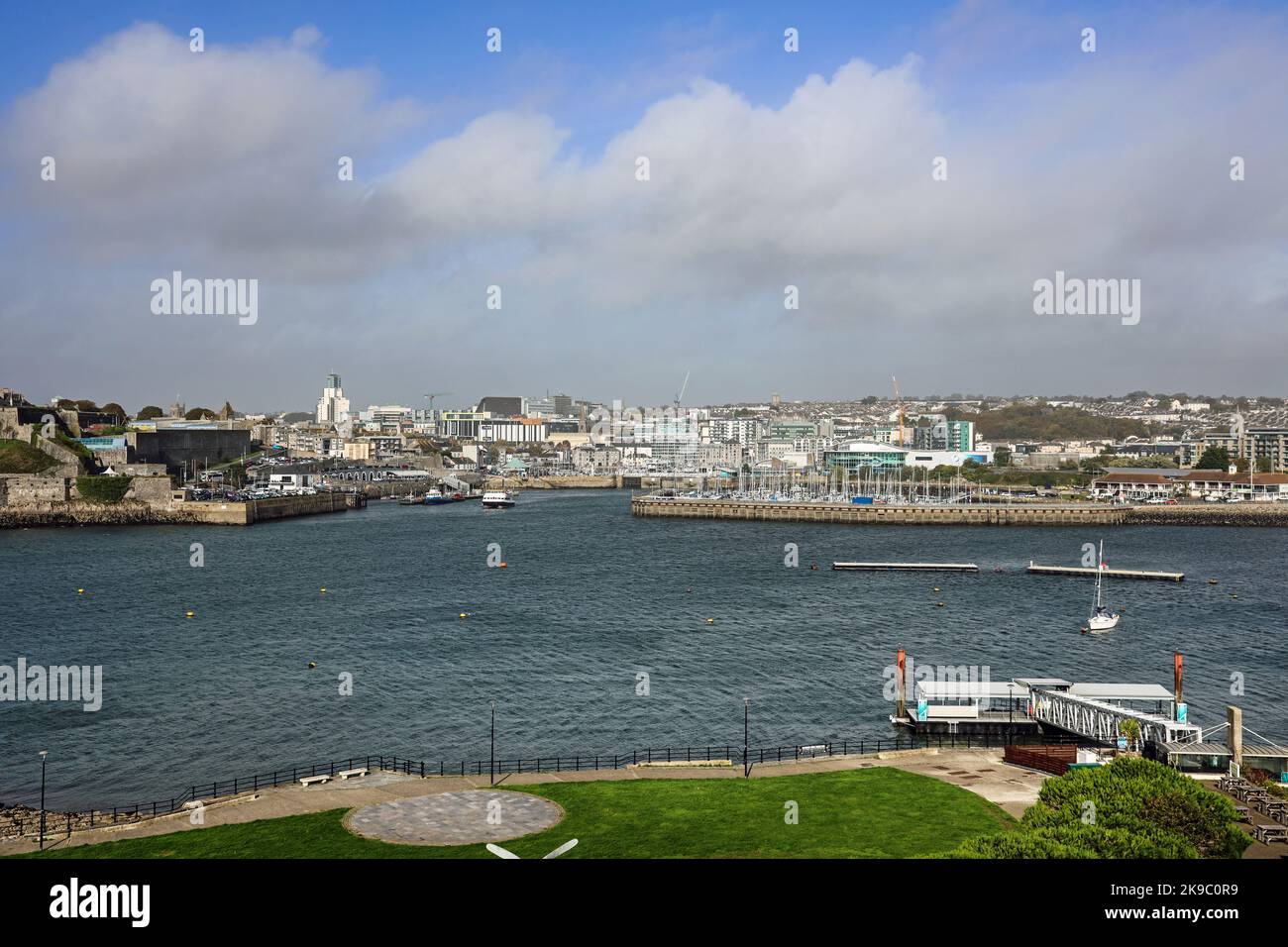 Plymouth Barbican and beyond seen from a vantage point at Mount Batten ...
