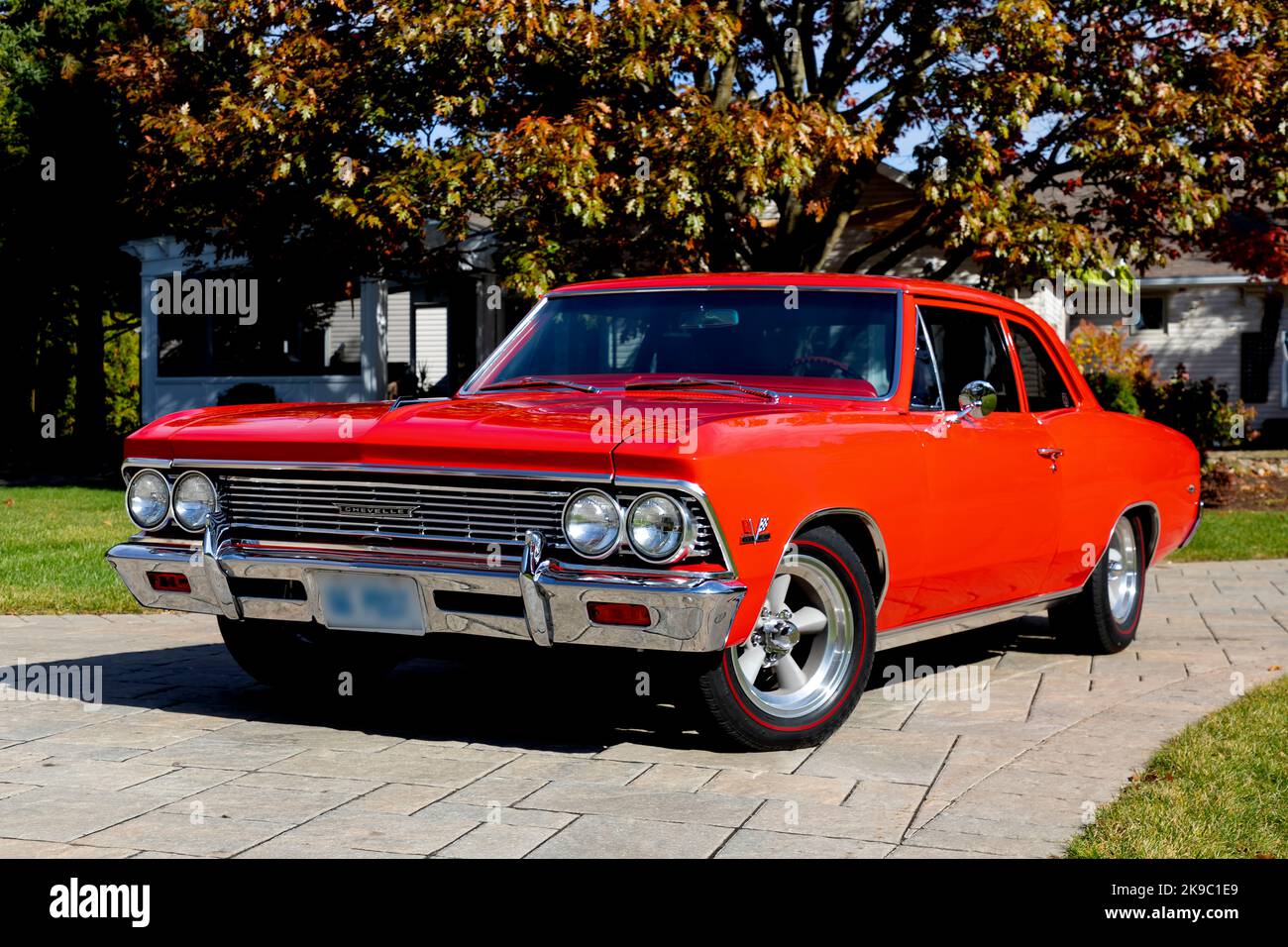 1966 Chevelle 300 Deluxe on pavement Stock Photo - Alamy