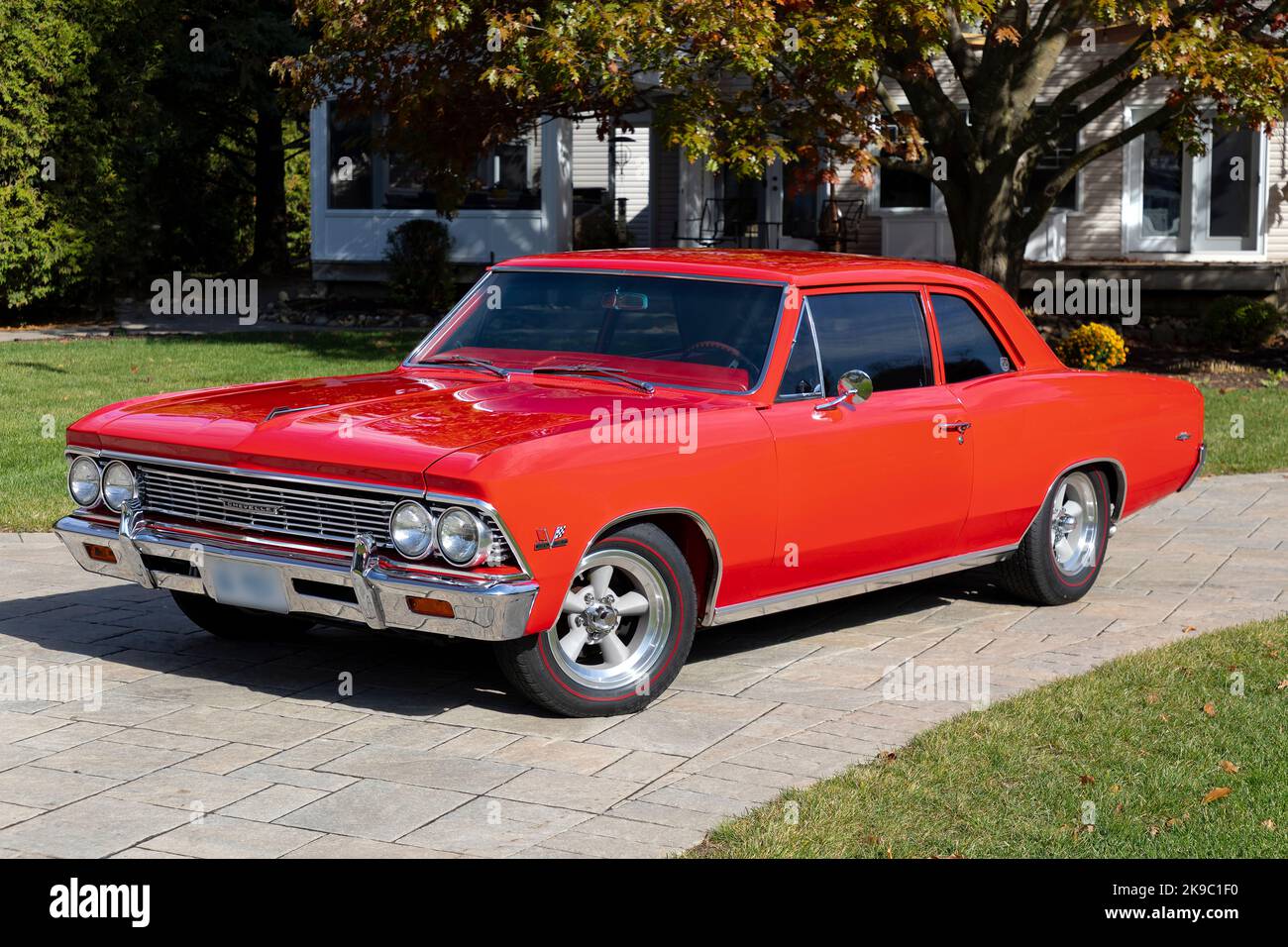 1966 Chevelle 300 Deluxe on pavement Stock Photo - Alamy