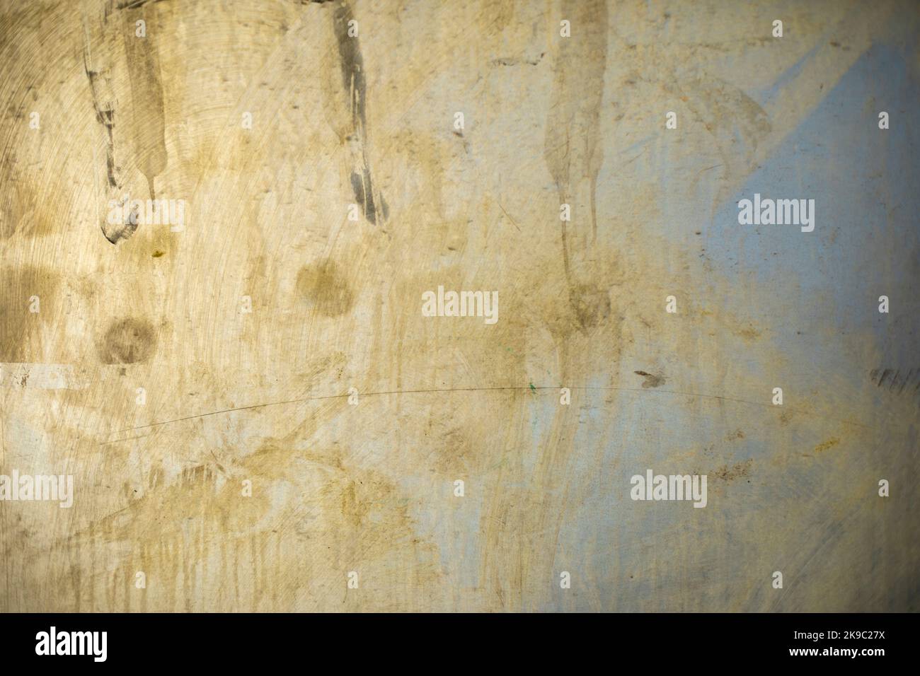 Dirty surface. Scratched plastic. Traces of dirt on wall. Details of ...