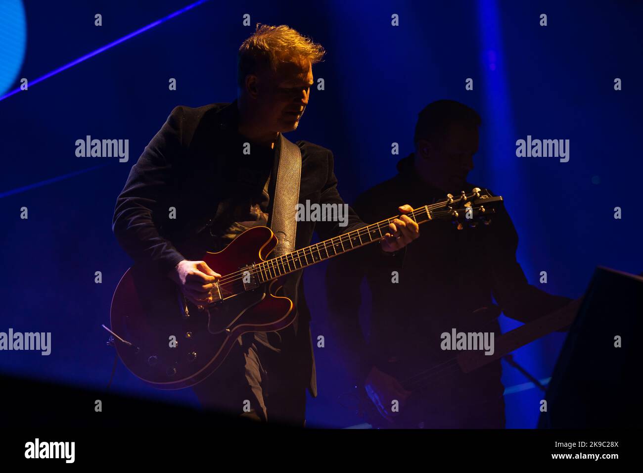 English rock group New Order performing at Rogers Arena in Vancouver ...