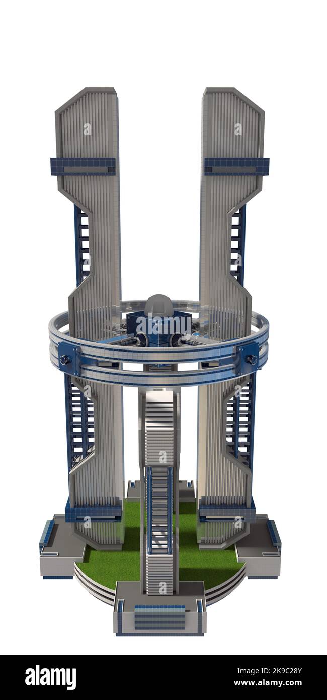 3D futuristic industrial city architecture rendered with the isolation ...