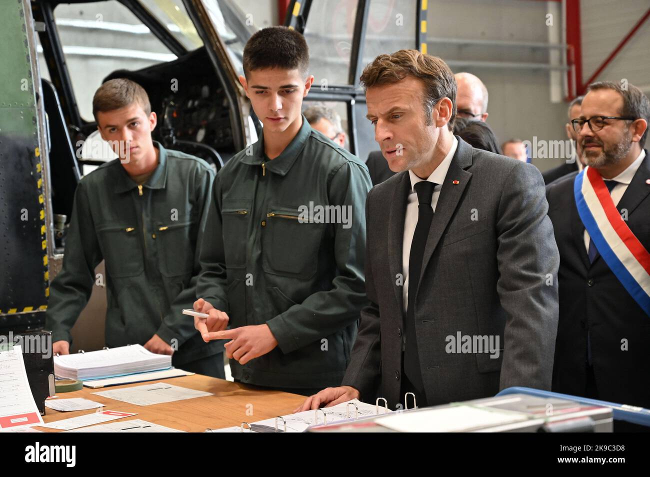 The French President Emmanuel Macron travels to the Cher region of ...