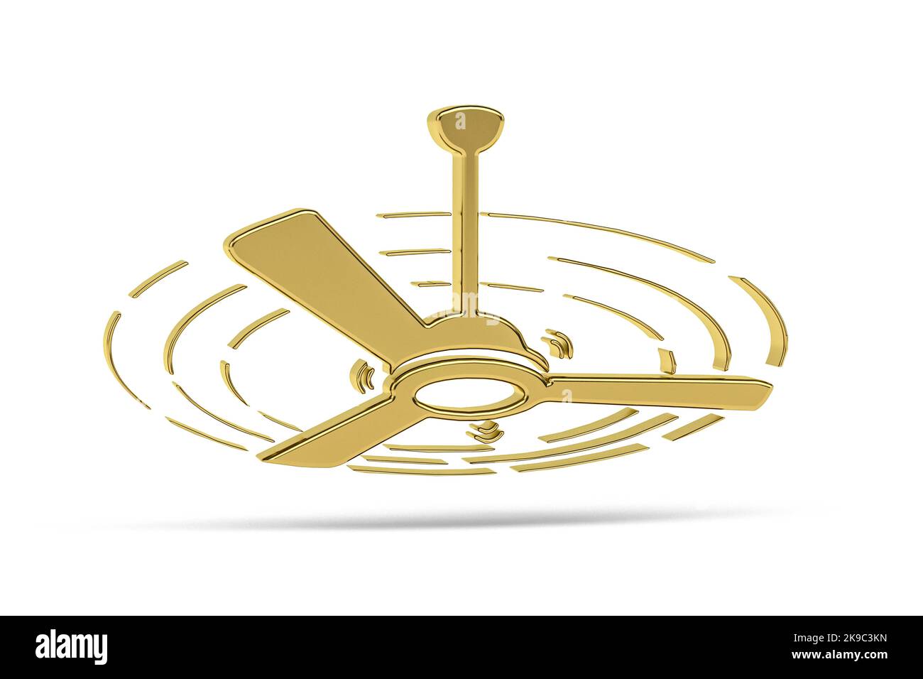 Golden 3d ceiling fan icon isolated on white background - 3d render ...