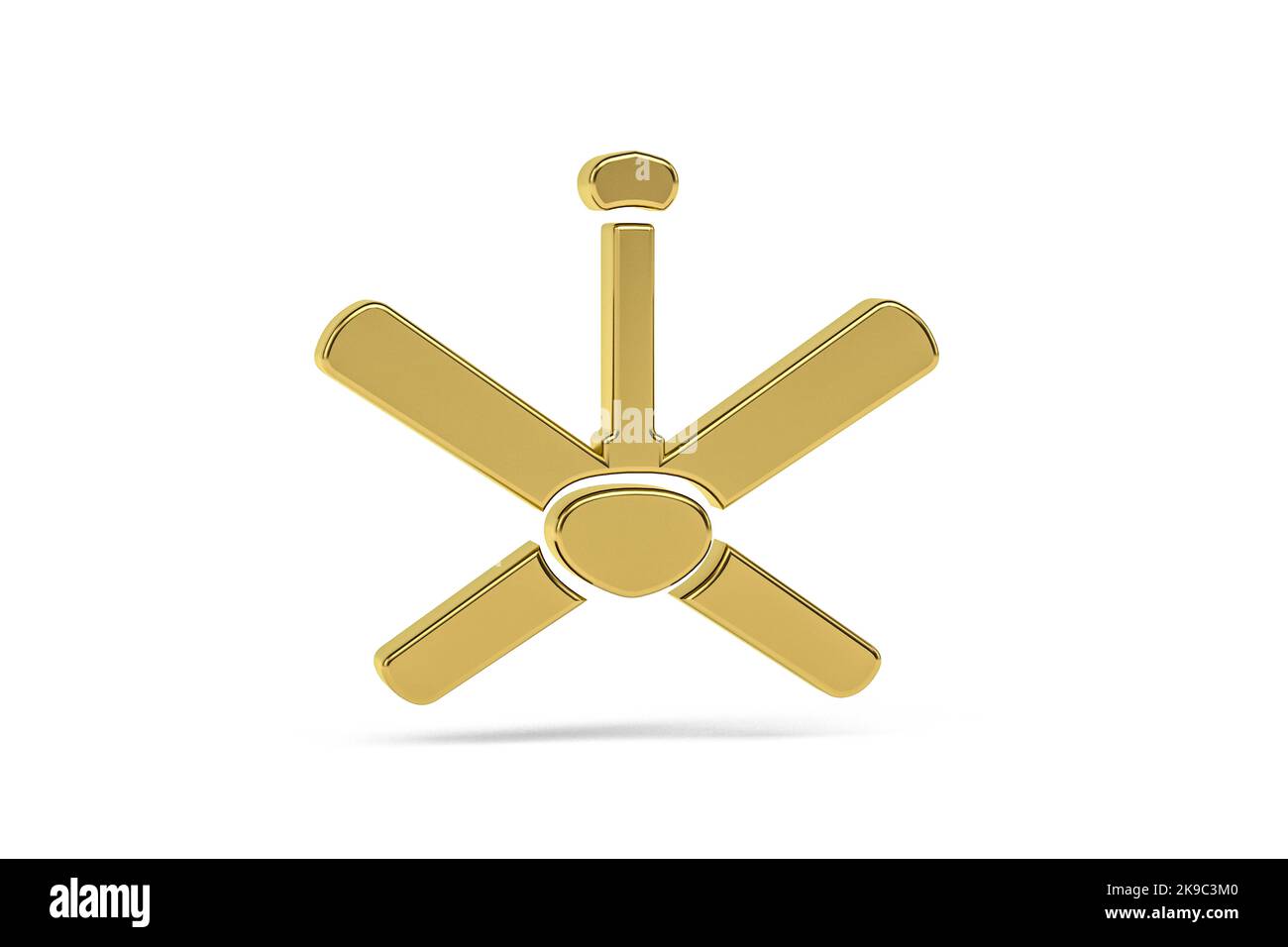 Golden 3d ceiling fan icon isolated on white background - 3d render ...