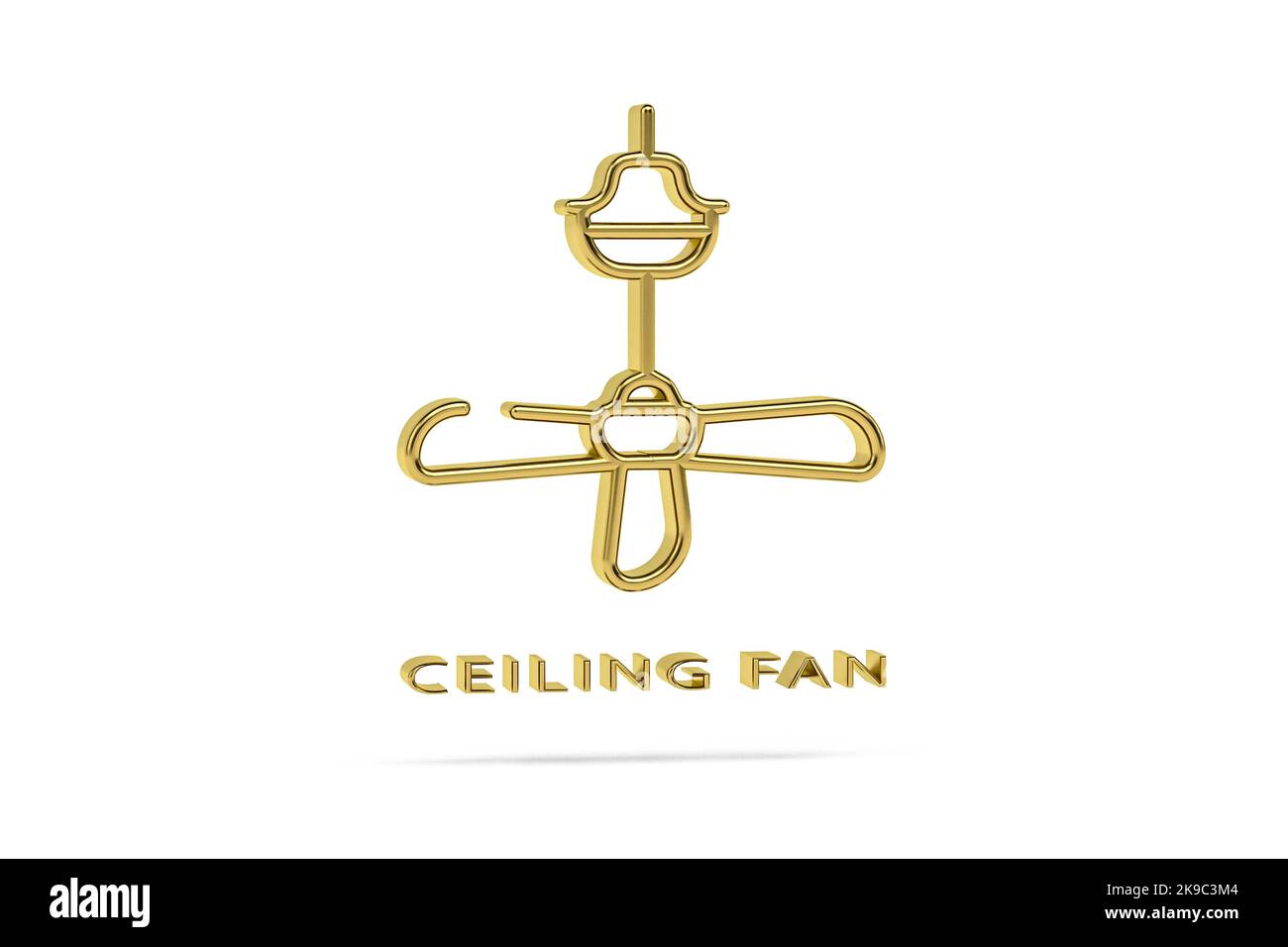 Golden 3d ceiling fan icon isolated on white background - 3d render ...