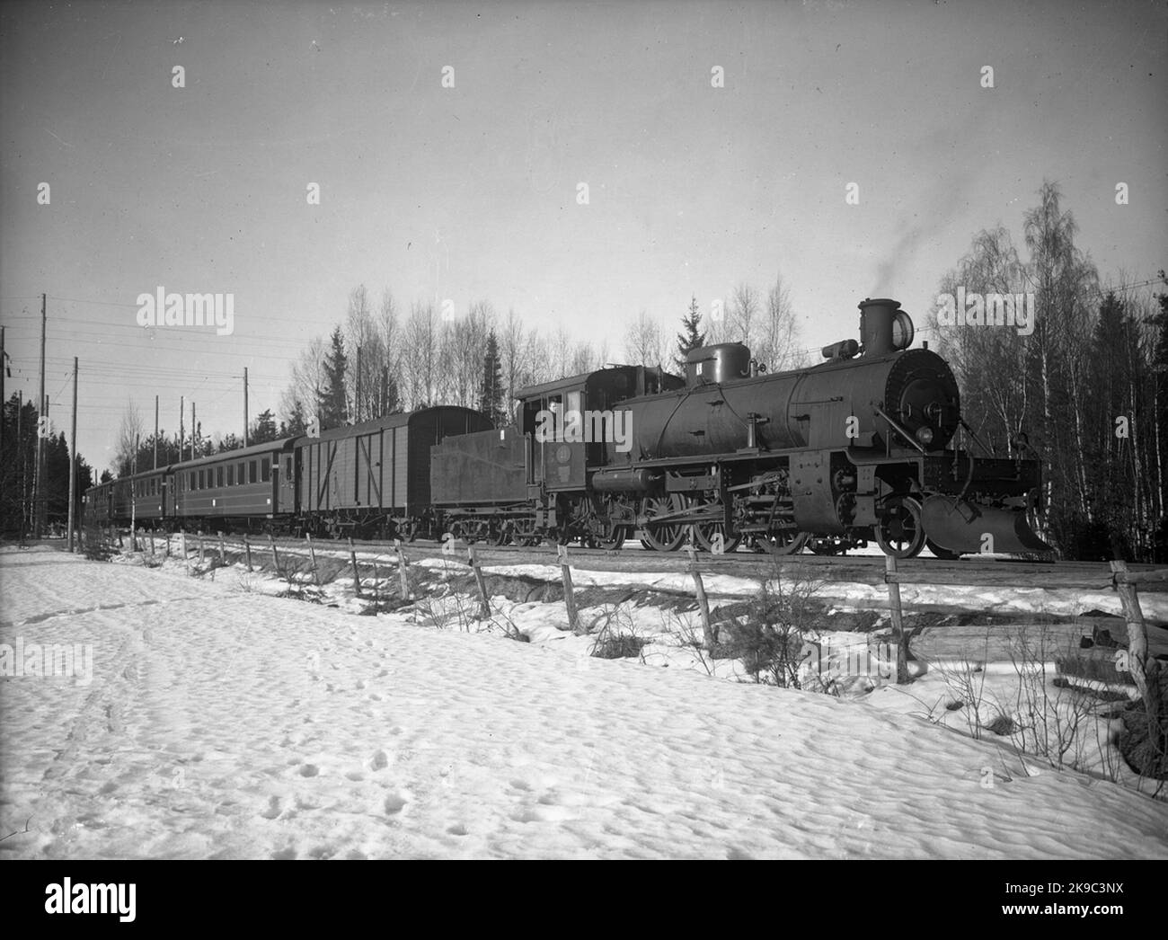 SRJ LOK 27. Steam locomotive with passenger train. The locomotive was ...