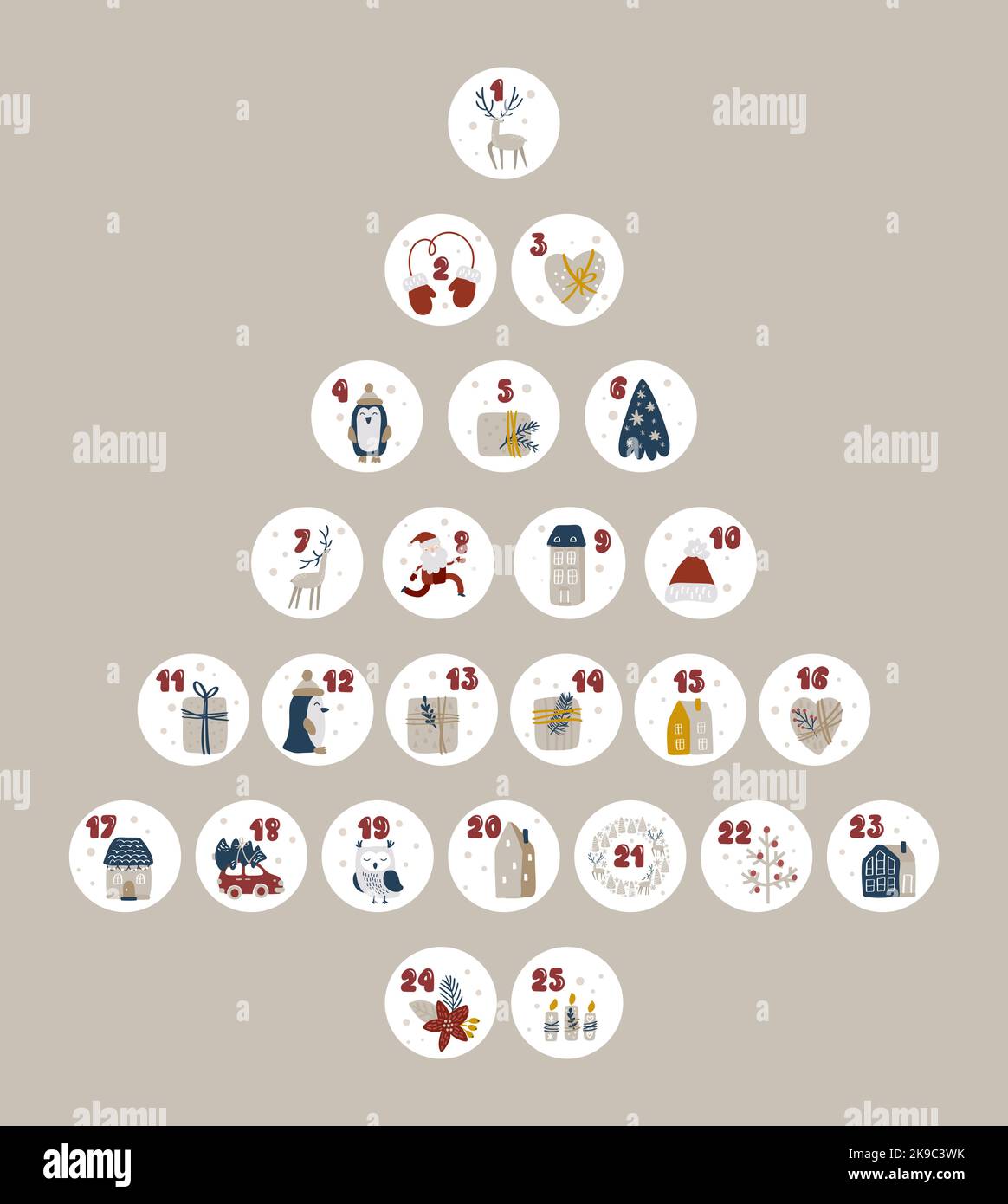 December advent calendar. Christmas poster countdown printable tags ...