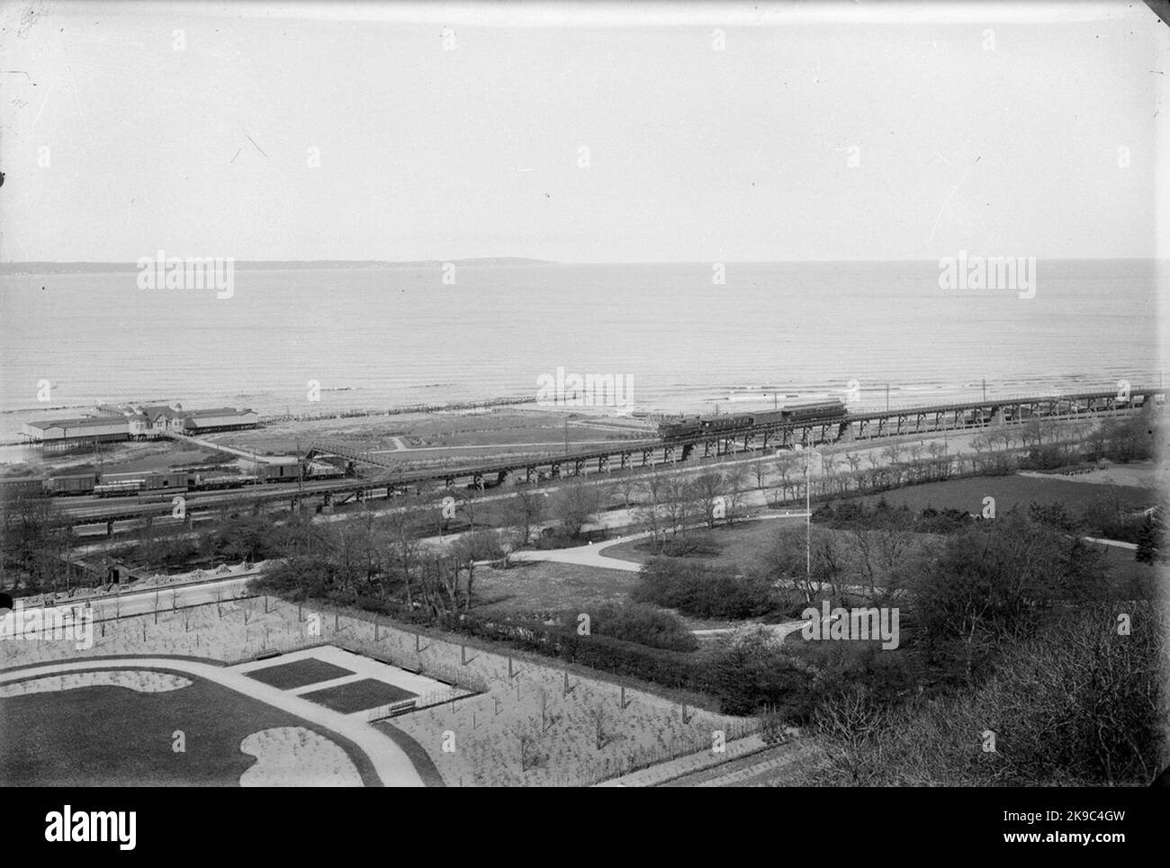 Viaduct and yard, Helsingborg Stock Photo - Alamy