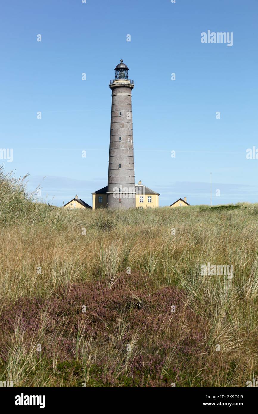 The grey lighthouse in Skagen, Denmark Stock Photo - Alamy