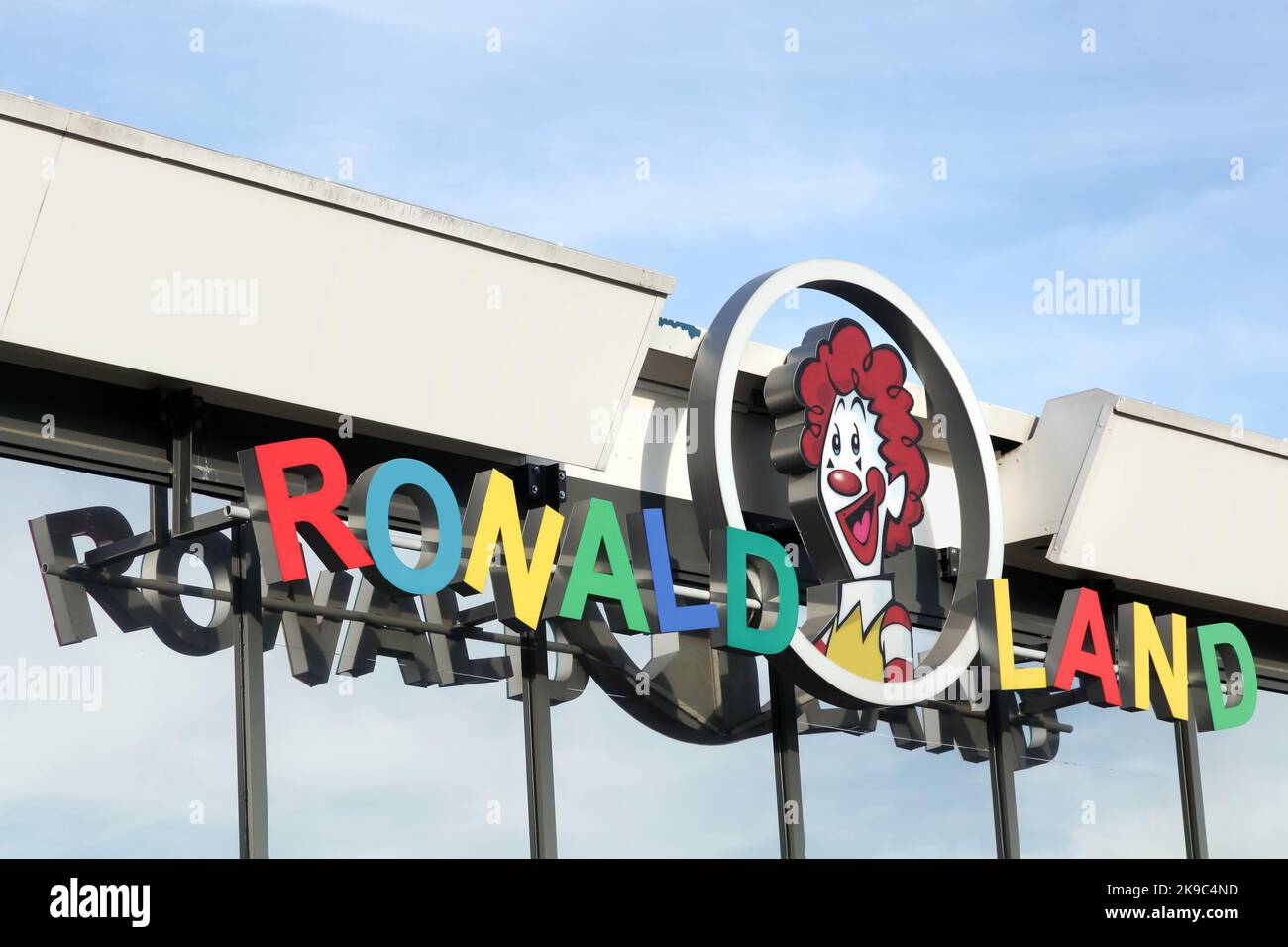 Genay, France - September 25, 2015: Ronald land facade at Mcdonald's ...