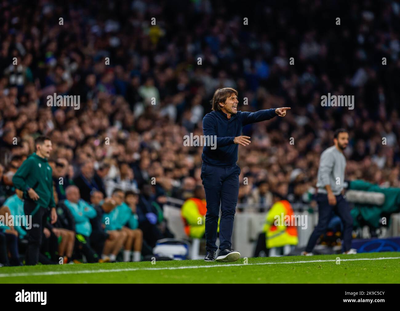 Tottenham Hotspur manager Antonio Conte gestures on the touchline ...