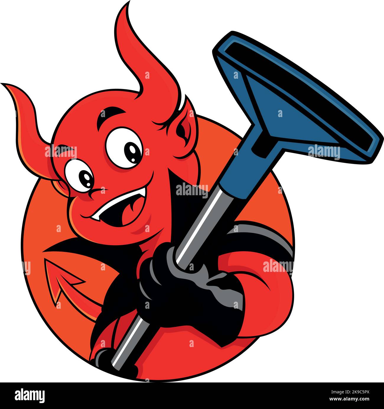 Little Red Devil Holding a Vacuum Cleaner Stock Vector Image & Art - Alamy