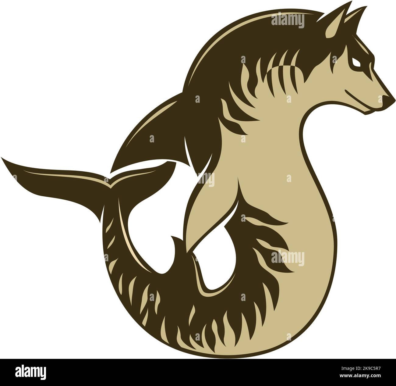 Magical creature with wolf head and shark body Stock Vector Image & Art ...