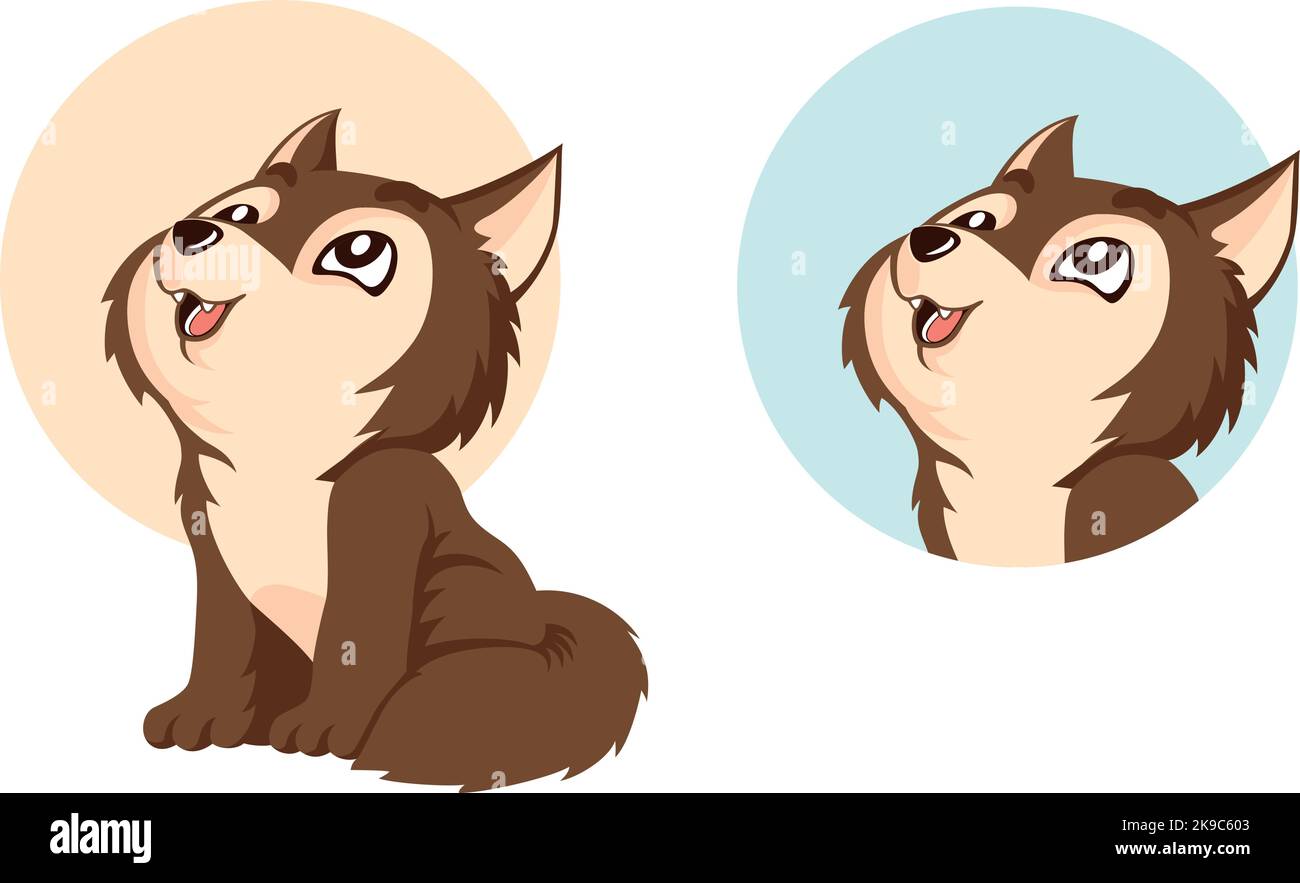 Little Adorable Wolf Cub Logo Design Stock Vector Image & Art - Alamy