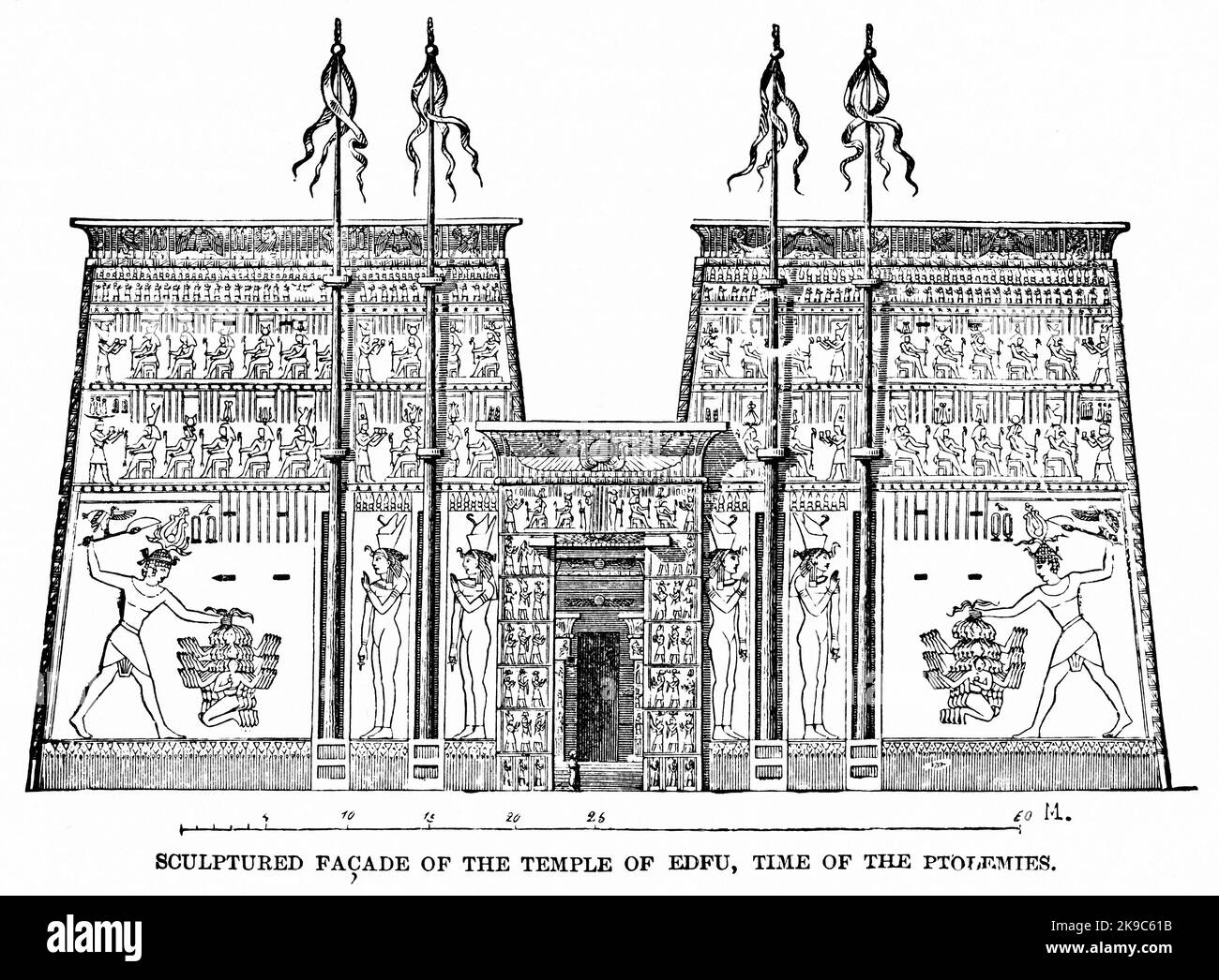 Sculptured Facade of Temple of Edfu, time of the Ptolomies ...
