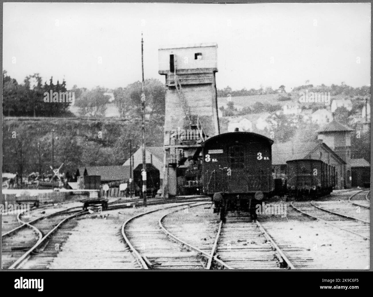 Jönköping's freight yard and locomotive in 1930. The high building is ...