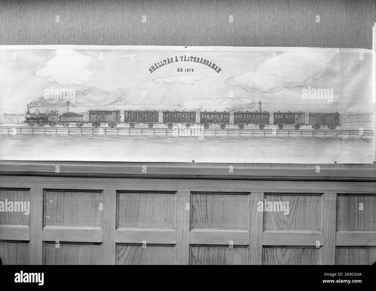 Snap Train on Västeråsbanan 1876. Drawing from 1925 Stock Photo - Alamy