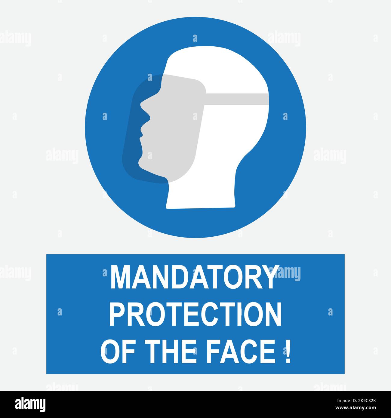 Symbol of a man wearing face shield with the text mandatory protection ...