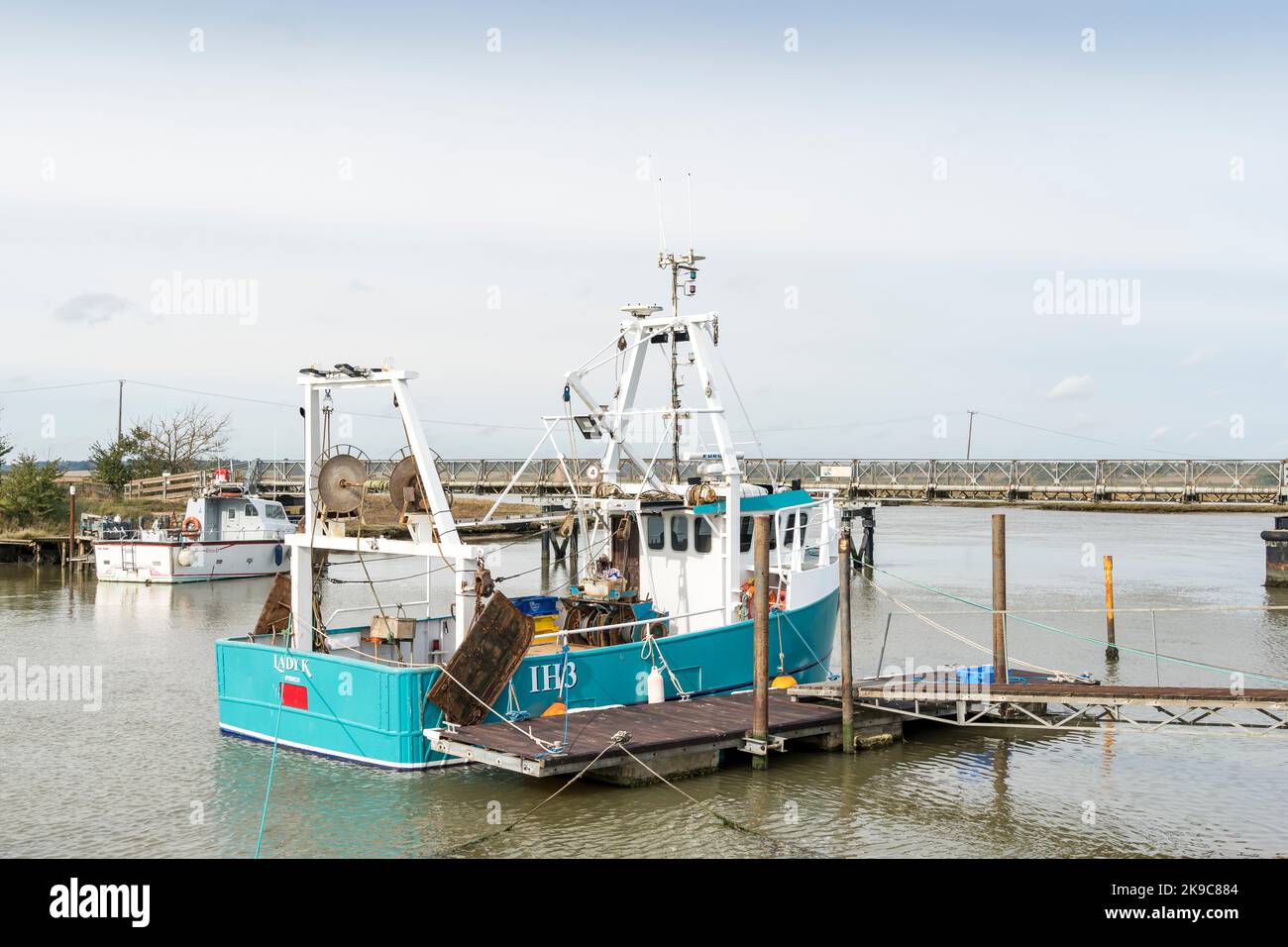 Lady K trawler moored to floating jetty Southwold harbour 2022 Stock ...