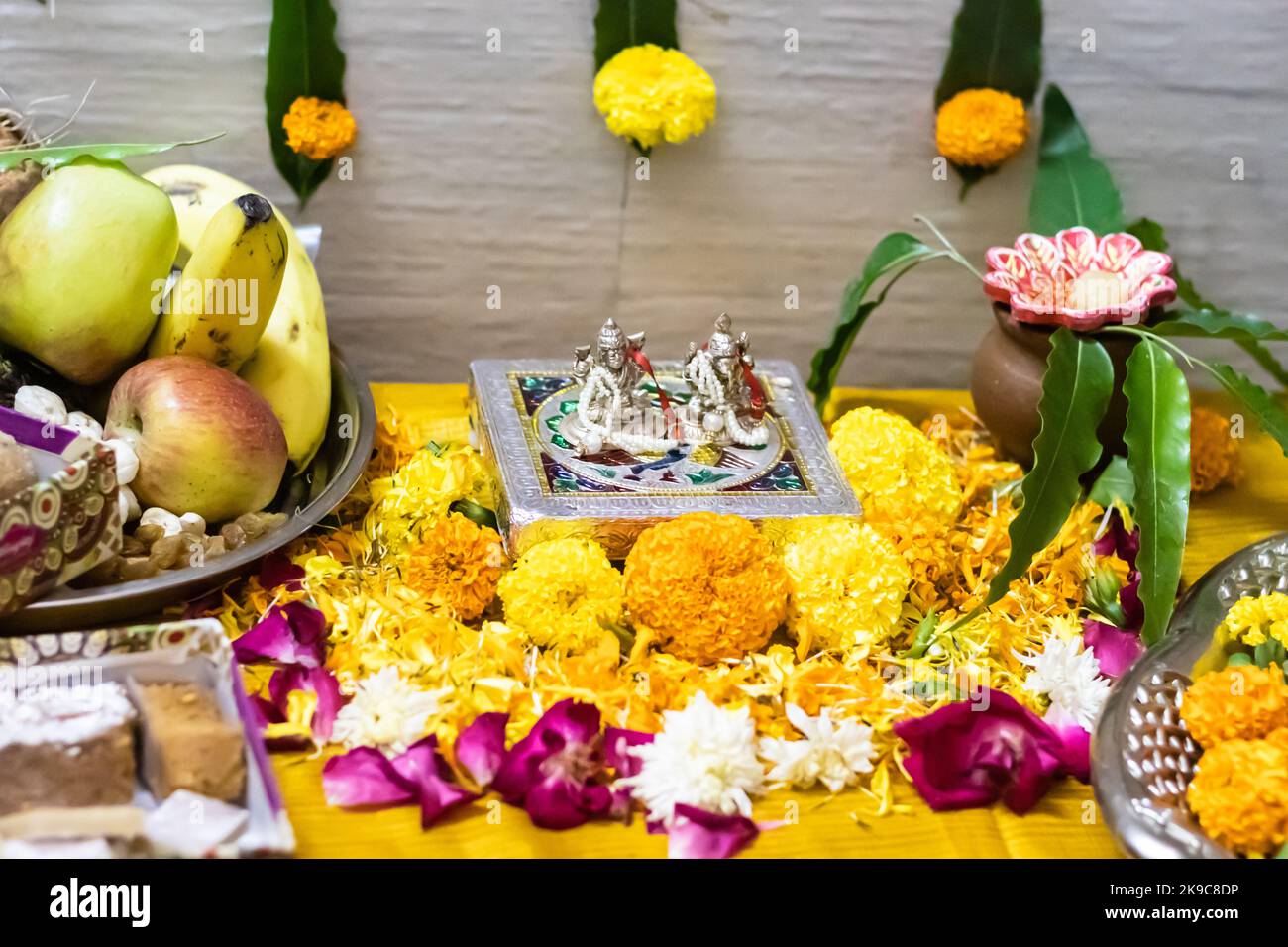 religious ritual pray of holy god with blurred background at evening ...