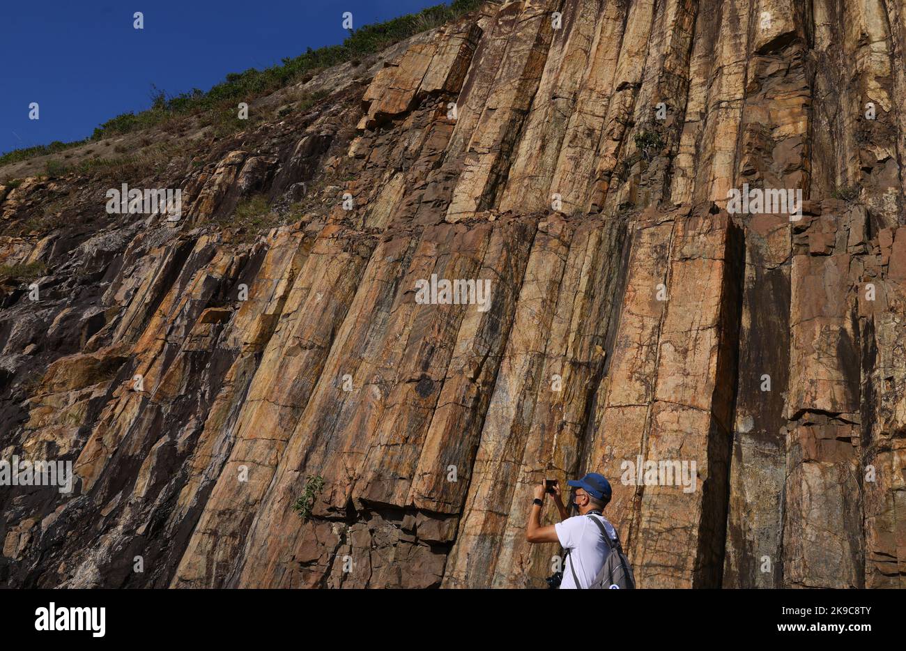 Early cretaceous rhyolitic columnar rock formation hi-res stock ...