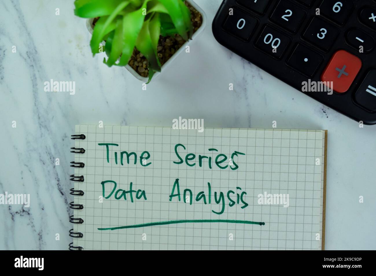 Concept of Time Series Data Analysis write on a book with statistics ...