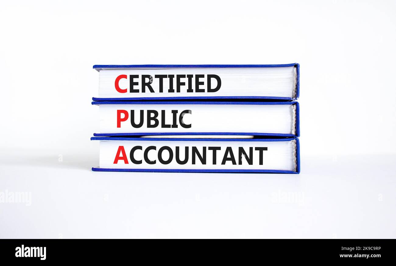 CPA certified public accountant symbol. Concept words CPA certified public accountant on books ...